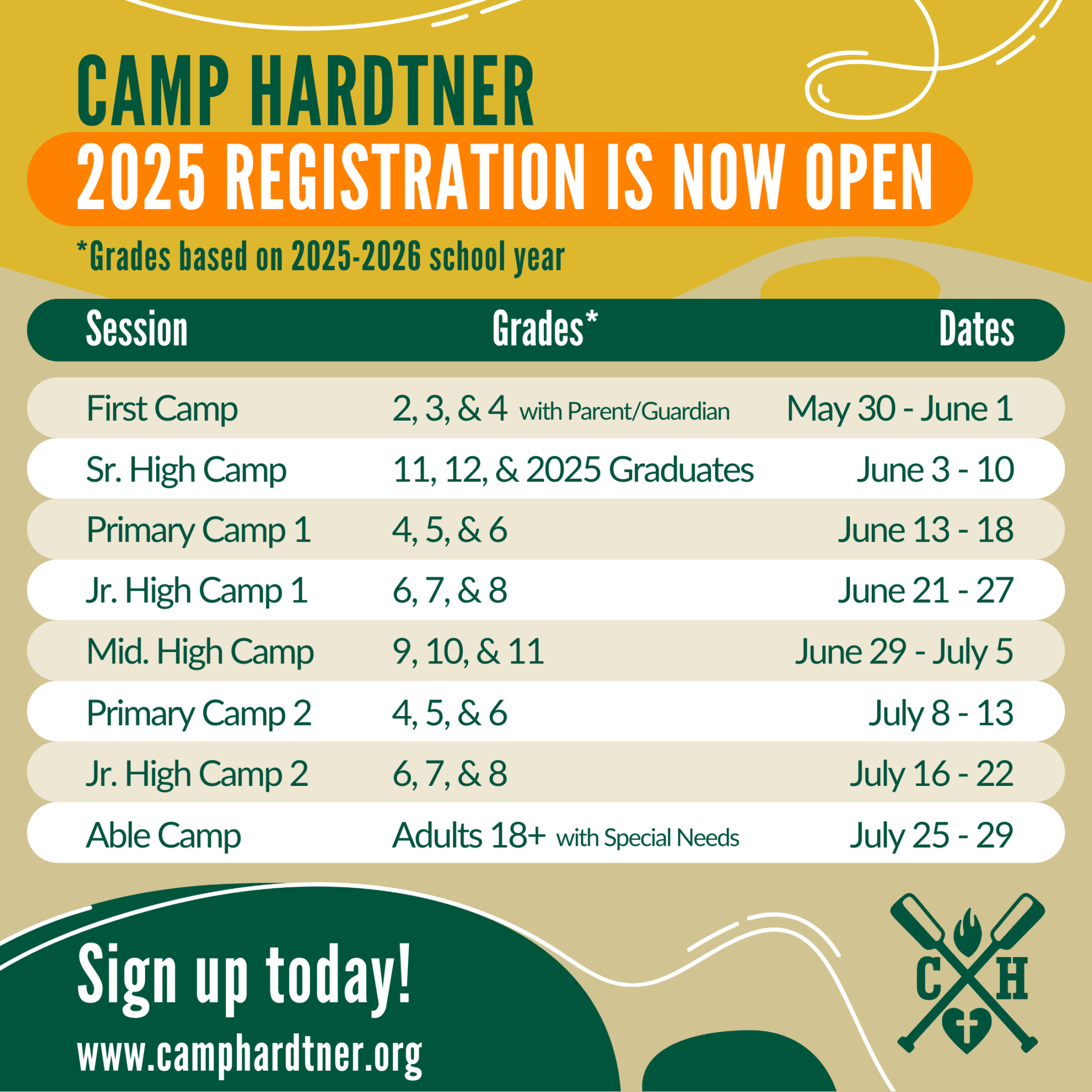Announcing the 2025 Summer Schedule | Camp Hardtner